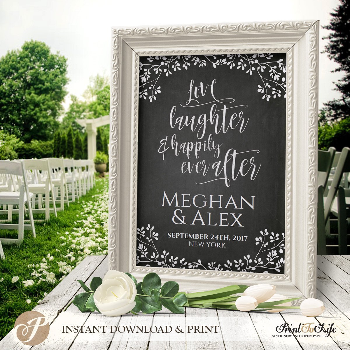 Welcome Wedding Sign Love Laughter And Happily Ever After Printable 