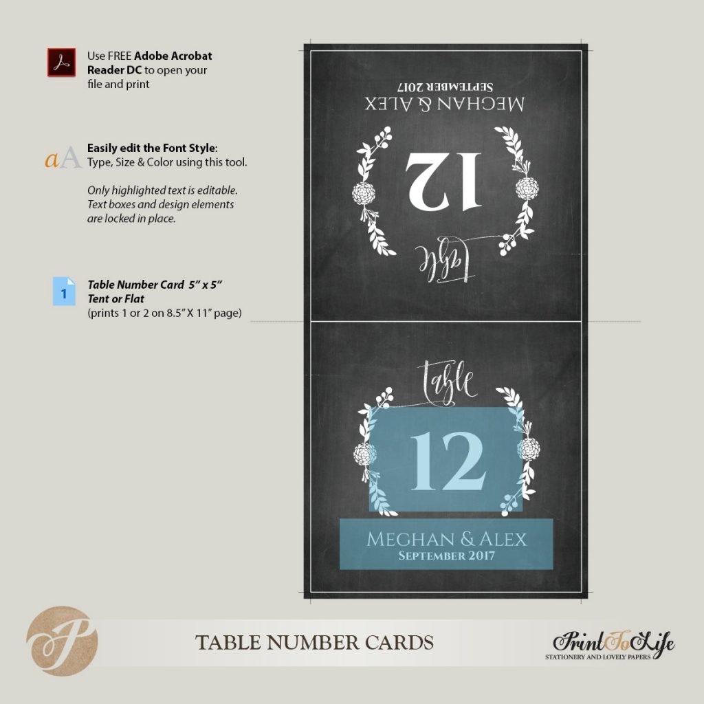 Wedding Chalkboard Numbers, Floral Style, Printable Chalkboard Template ...