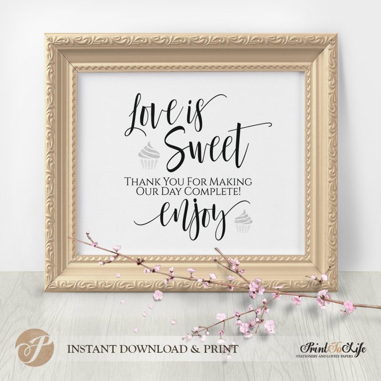 Dessert Table Sign, Take a Treat Sign, Love is Sweet - Printolife