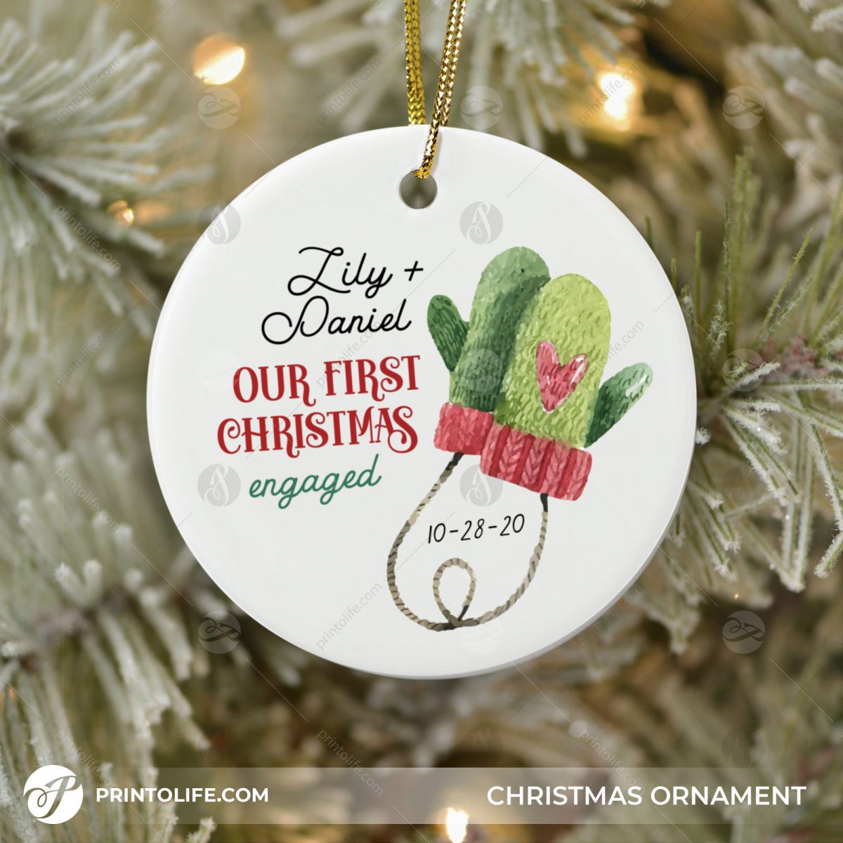 Our First Christmas Engaged Ornament, 1 Personalized Ornament with ...