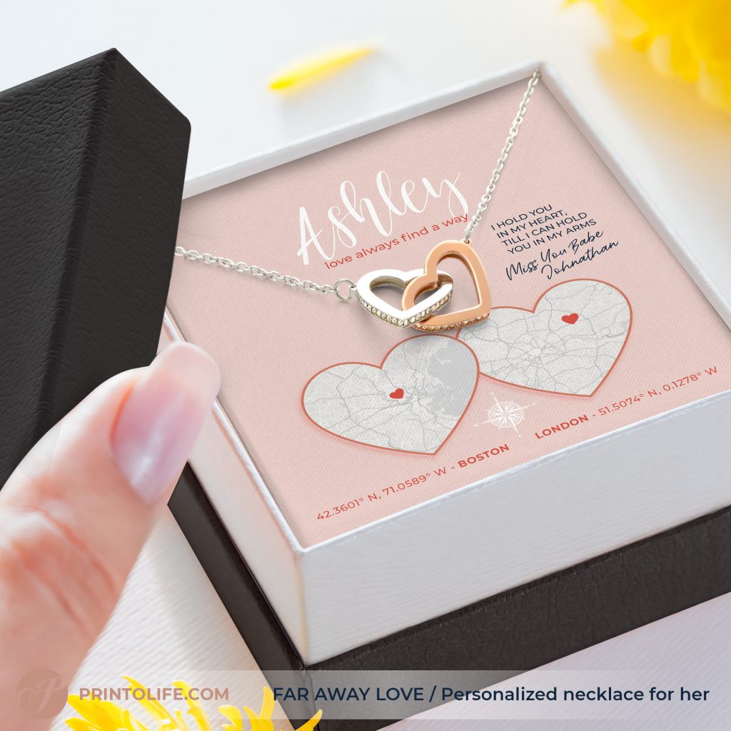 Long distance relationship gifts, Personalized Hearts Maps, 1 ...