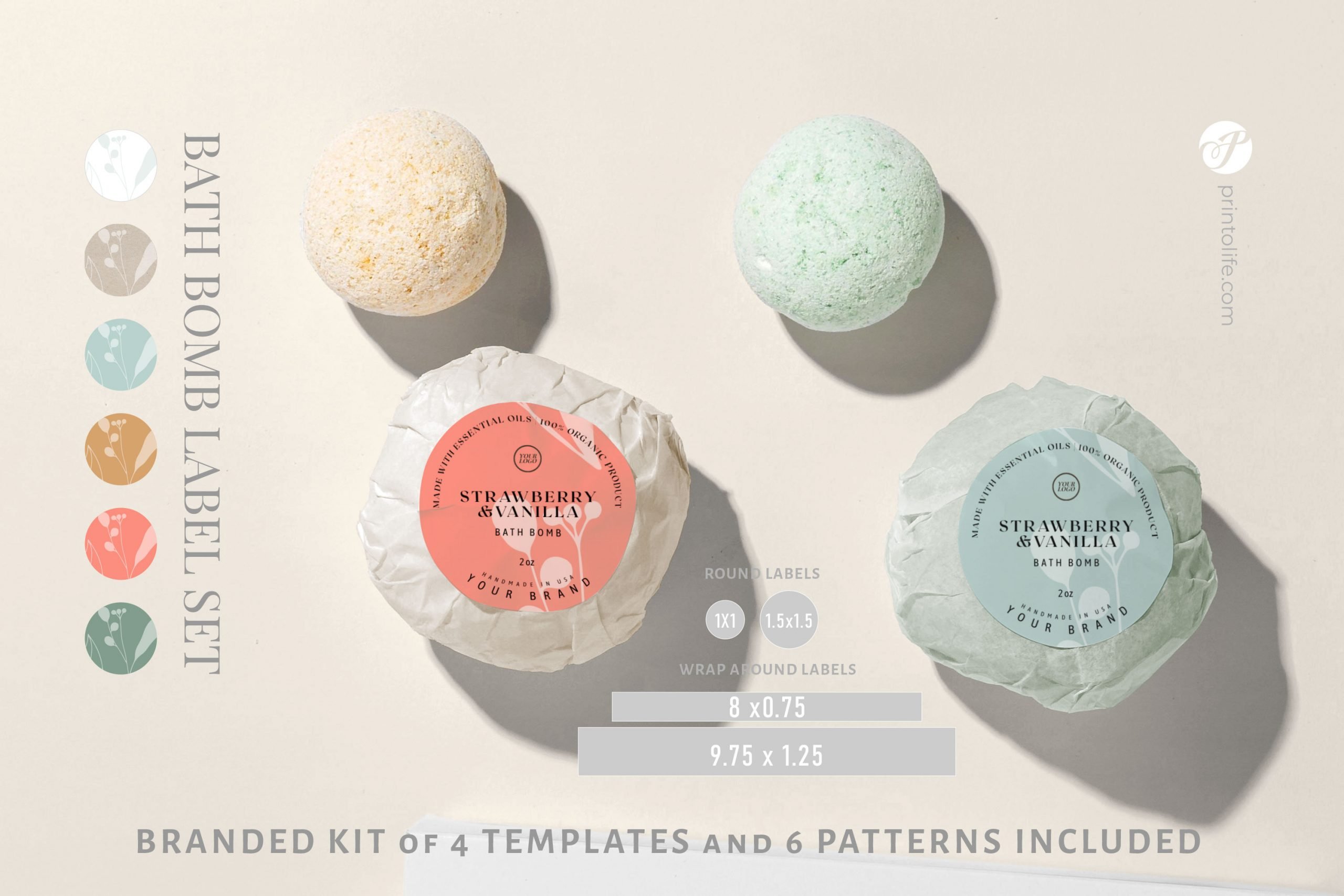 Bath Bomb Label Template Printable Botanical Wrap And Sticker For Bath