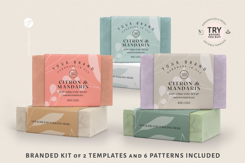 Bar Soap Label Template, Printable Soap Packaging, 2 Editable Soap ...