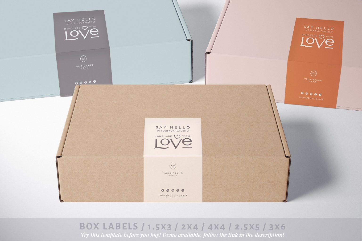 Editable Box Seal Sticker Template, 4 Seal Stickers, 6 colors ...